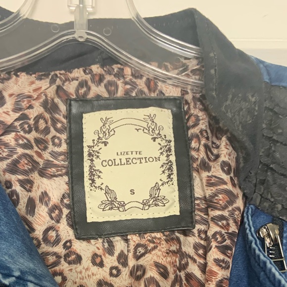 lizette | Jackets & Coats | Sm Lizette Washed Denim Distressed Leather ...